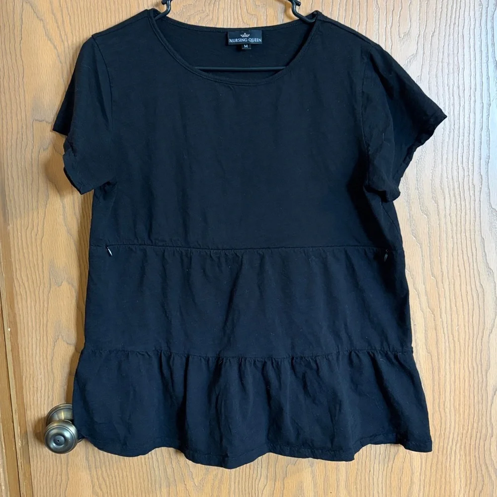 Nursing Queen | Tops | Nursing Queen Womens Black Ruffle Cotton Nursing ...